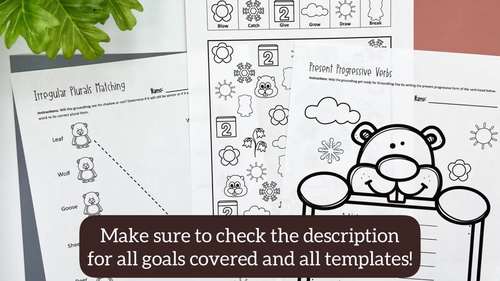 Groundhog Day Themed Speech Therapy Language Worksheets and Activities