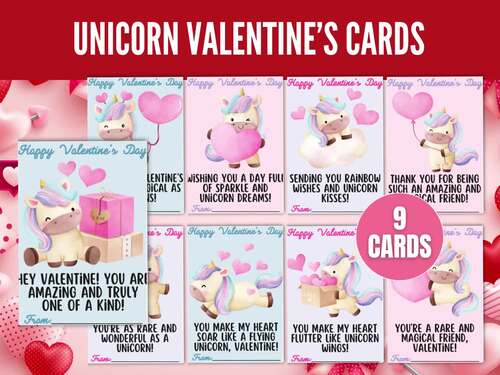 Printable Unicorn Valentine Cards for Kids (Classroom Exchanges)