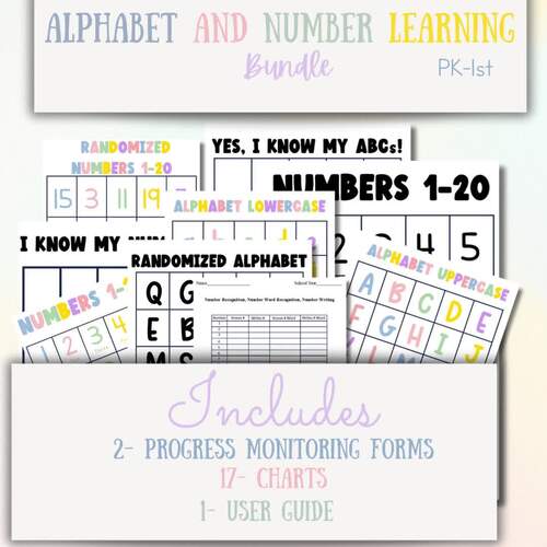 Alphabet & Number Recognition Charts for PreK–1st | Tracing, Letter ...