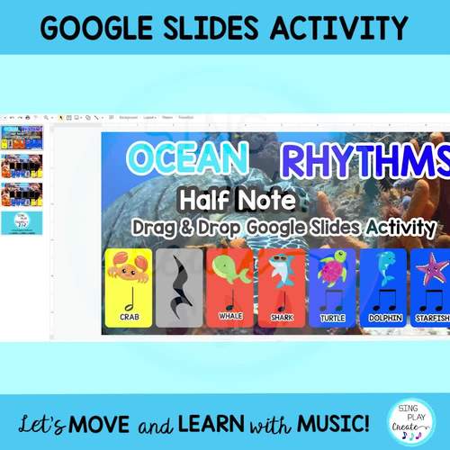 Rhythm Google Slides Drag & Drop Activity {Half Notes} Ocean | TPT