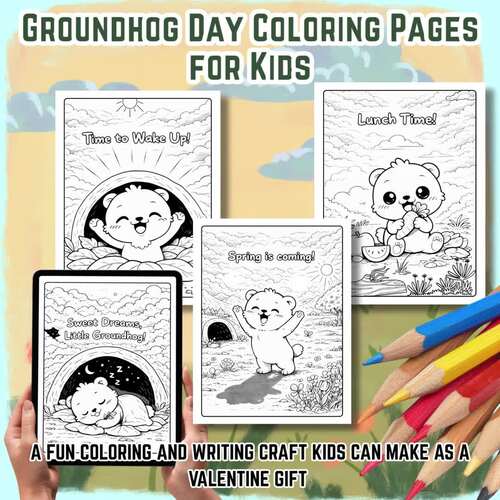 Groundhog Day Coloring Pages for Kids, Printable Classroom Activity