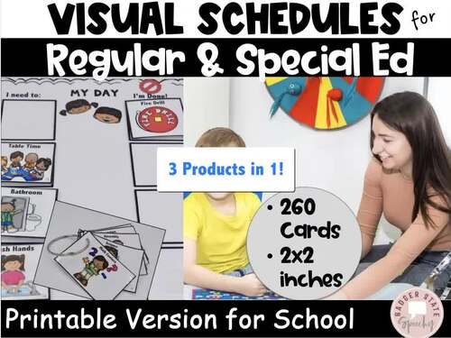Visual Schedules Cards School Regular Special Ed Editable 2x2 Autism