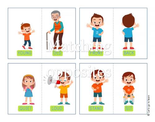 Opposites - Matching Activity - Pairing Cards - Flashcards - Memory Game