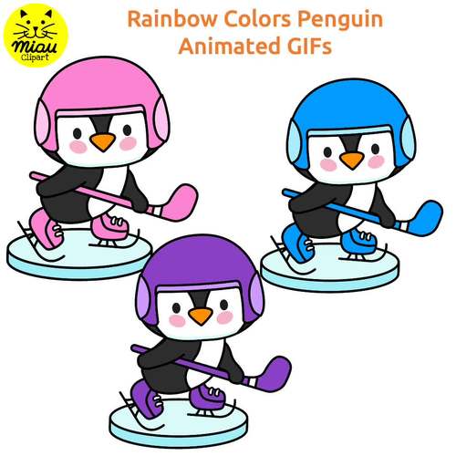Rainbow Colors Clipart Winter Penguin | Ice Hockey | Patterns | GIFs ...