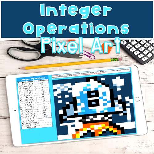 Integer Operations-Mystery Pixel Art-Distance Learning-Digital Color by ...