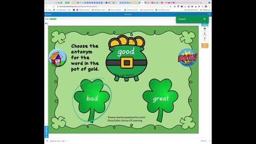 St. Patrick's Day Antonyms BOOM Cards by Little Library of Learning