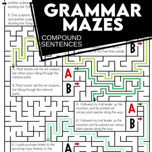 Compound Sentence Worksheet - Compound Sentence Center - Grammar Maze