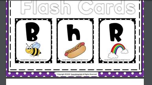 Uppercase & Lowercase Girl's Themed Alphabet, Blends, & Digraph Flashcards