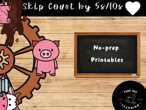 Skip Counting by 5s and 10s Worksheets - Counting to 100 with Farm Animals