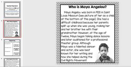 Digital Biography Reading Passages & Activities - Maya Angelou by Emily ...