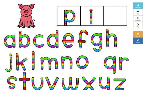 Spelling CVC words - BOOM CARDS for distance learning by The kinder teacher