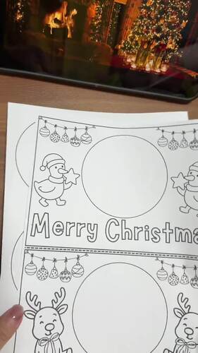 Holiday 3D Christmas Pop-Up Card Craft | Color & Cut Activity | Parent Gift