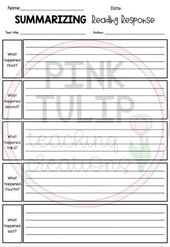 Summarizing (Summarising) Reading Response Pack - Templates For Any Book