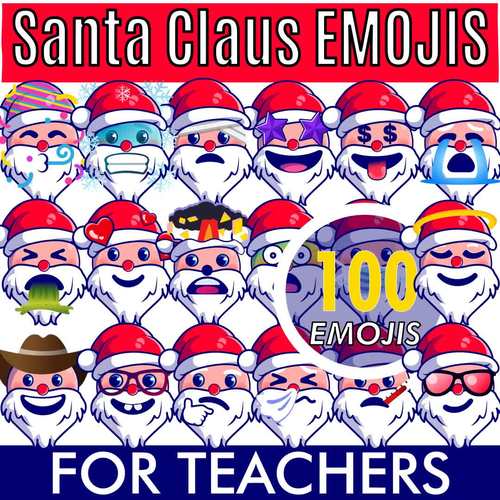 Christmas Emoji Clipart SANTA CLAUS Clipart SANTA CLAUS Faces by ...