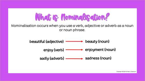 Digital Resource - Nominalisation English - Mini Lesson - Google, PPT, PDF