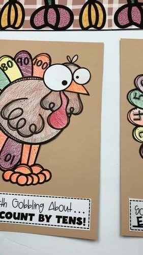 Turkey Tens Thanksgiving Craft & Bulletin Board | Counting by Tens ...