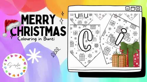 Printable | Colouring in | Presents | Merry Christmas | Bunting | Banner