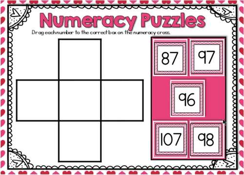 Valentine's One More One Less Ten More Ten Less Boom Cards Digital Math ...