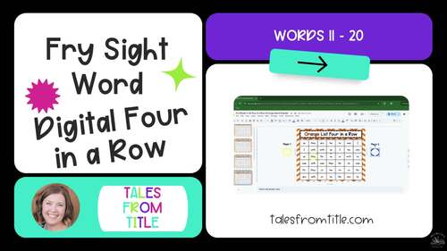 Fry Sight Words 11–20 Digital Four in a Row Game Google Slides Sight ...