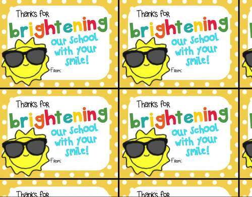 Sunshine-Themed End of Year Tag- Thanks for brightening our school with ...