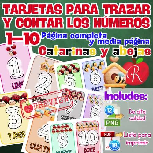 Number Tracing Flashcards 1–10 SPANISH Math PreK–2 Classroom Decor ...