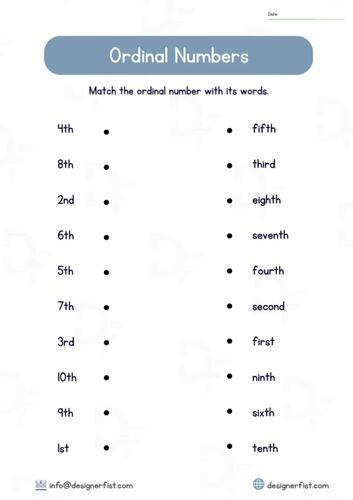 Autism Ordinal Numbers Worksheet For Childs by Inclusive Learning Support