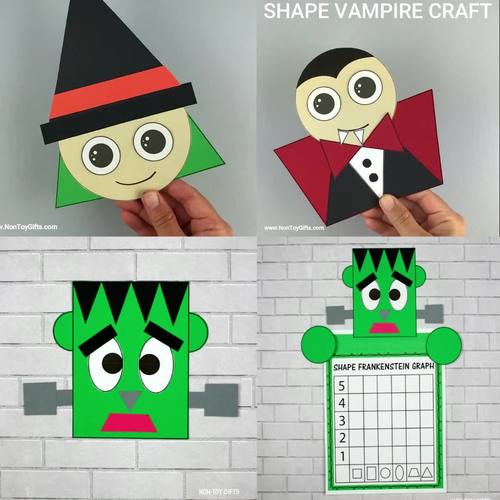 Halloween Shape Crafts - Witch, Vampire, Frankenstein - Mini Bundle #1