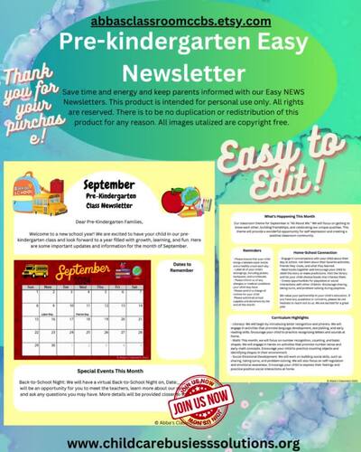 Easy Newsletters Pre-K 12 months/ Full Year (PDF and Canva Template Link)