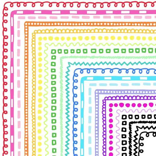 Skinny Border Clipart Bundle - 400 Page, Square Doodle Clip Art, Thin ...