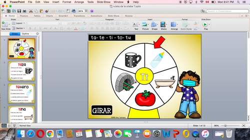 Ruleta de Sílabas en PowerPoint | Letra T | Lectura Inicial by Sra Tatiana