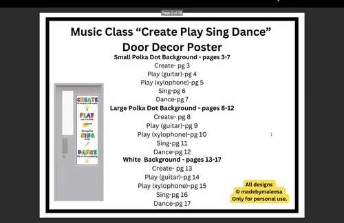 Music Class Door Decoration Poster with Bright Rainbow Colors ...