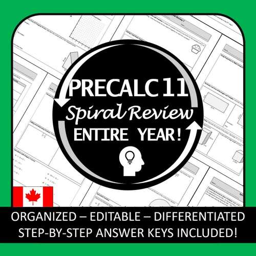 Precalculus 11 Spiral Review ups Student Retention! Differentiated ...