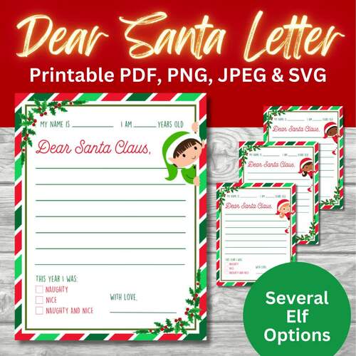 Letter to Santa Classroom Kit, Dear Santa Letter PDF Jpeg SVG PNG, Dear ...