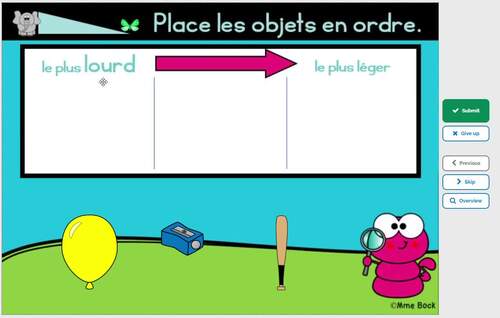 BOOM Cards: J'organise des objets en ordre par masse by Mme Bock