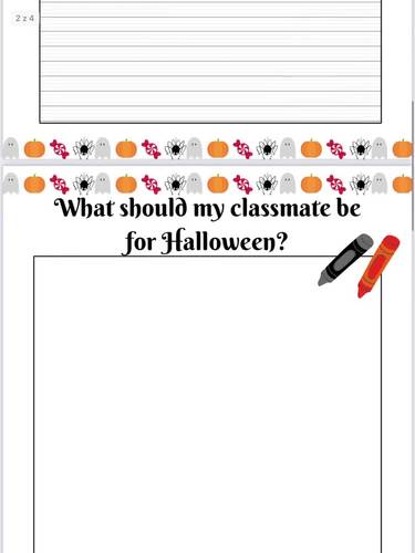 Halloween Writing activity ESL| What Should My Classmate Be For Halloween?