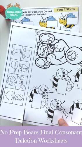 Final Consonant Deletion No Prep Bear Worksheets by Talking Mama Bears