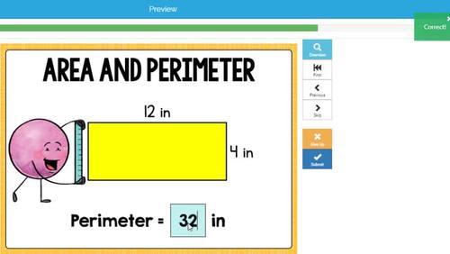 4th Grade Math Test Prep Area and Perimeter Boom Cards | Distance Learning