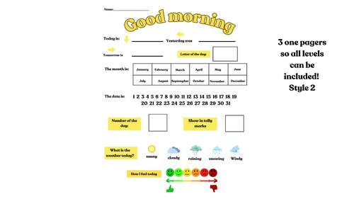 Morning meeting Morning binder independent work by Thelearningcurvea2z