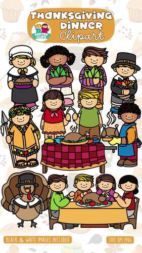 Thanksgiving Dinner Clip Art by Mister Clips | TPT