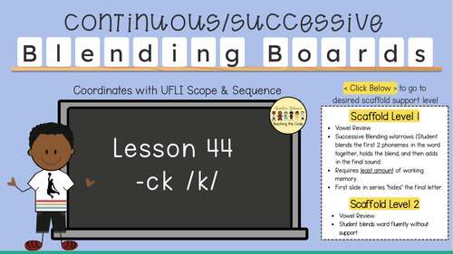 FREE UFLI Phonics #44 ck SUCCESSIVE/CONTINUOUS BLENDING Fluency ...
