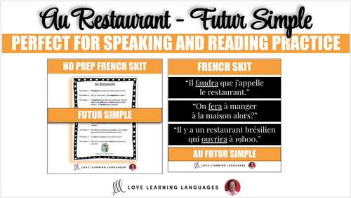 French Skit Dialogue Futur Simple - Au Restaurant | TPT