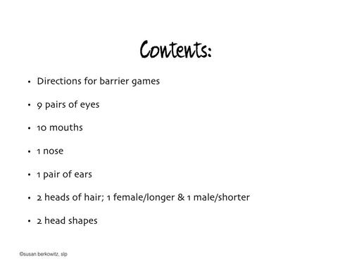 Describe and Direct with Barrier Games Build A Face in Speech therapy