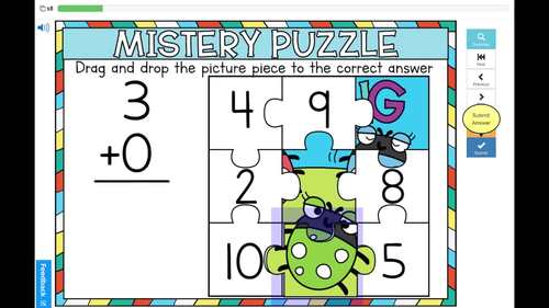 Boom Cards™ | Spring Addition and subtraction Puzzles Numbers 1-10