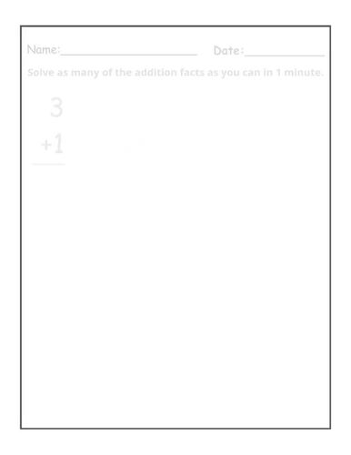 1 Minute Math: Addition POSTER by STORALIN | TPT