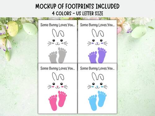 Easter Bunny Footprint Craft | Some Bunny Loves You Template | Spring ...