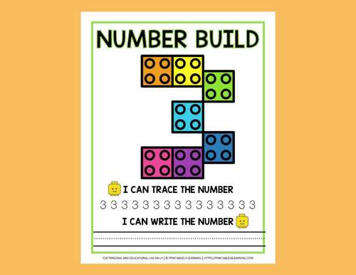 0-20 Number Lego Worksheets and Flash Cards by Printables 4 Learning