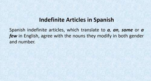 Indefinite article in Spanish (singular) by Spanish for Everyday