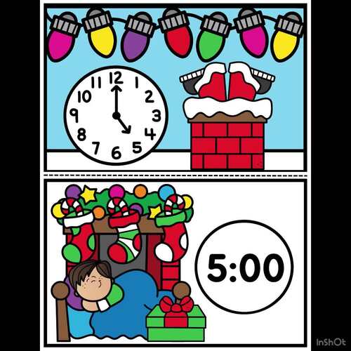 Night Before Christmas Telling Time Matching Cards | Hour & Half Hour