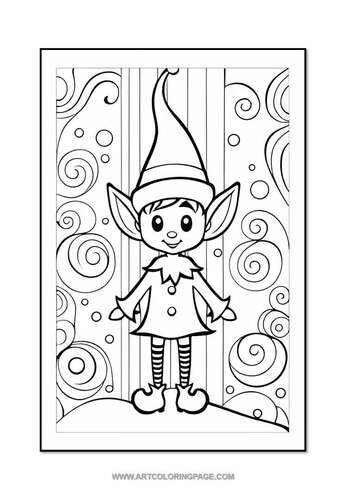 Coloring Page of Elf Vol. 1 – 100 Magical Holiday Designs for All Ages