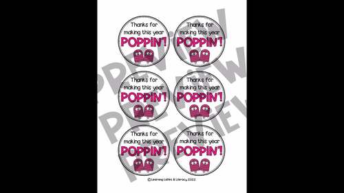 Poppin Summer Gift Tags End of Year Pop Fidget Popcorn Popsicle Student ...